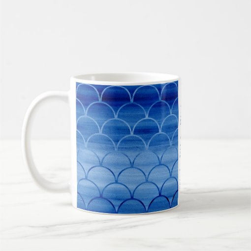 Blue Watercolor Scale Pattern 2024 Calendar Coffee Mug | Zazzle