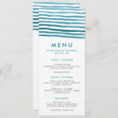 Blue Watercolor Stripes Menu Card | Zazzle