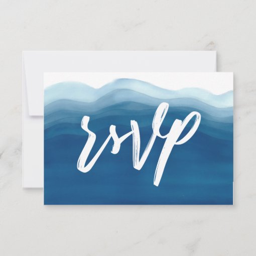 Blue Watercolor Wave | RSVP Cards | Zazzle