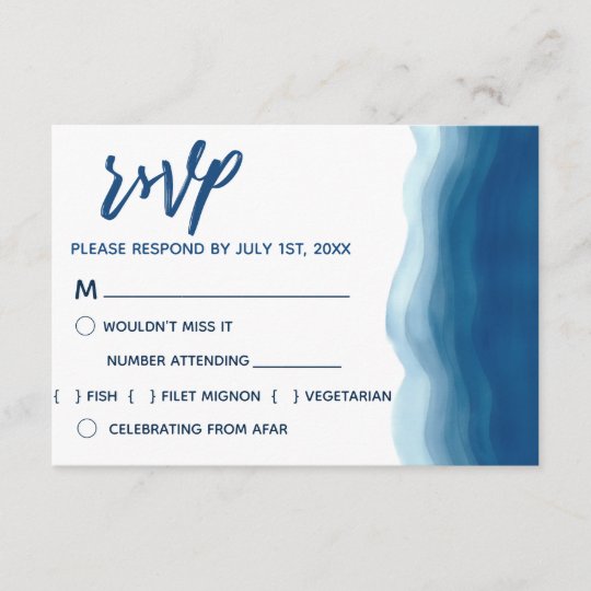 Blue Watercolor Wave | RSVP Cards | Zazzle.com