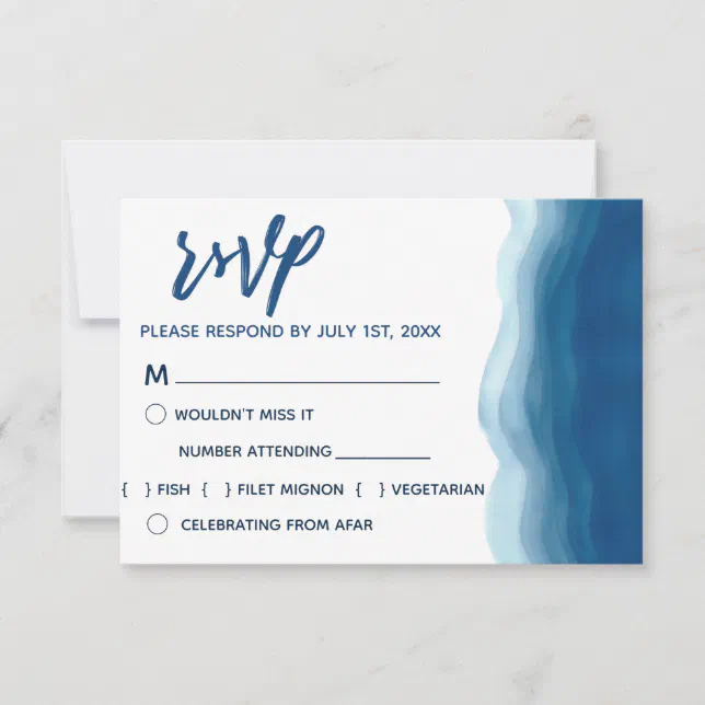 Blue Watercolor Wave | RSVP Cards | Zazzle