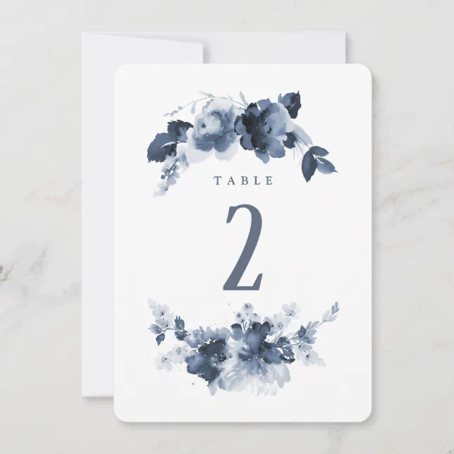 Blue Watercolor Wedding Table Number | Zazzle