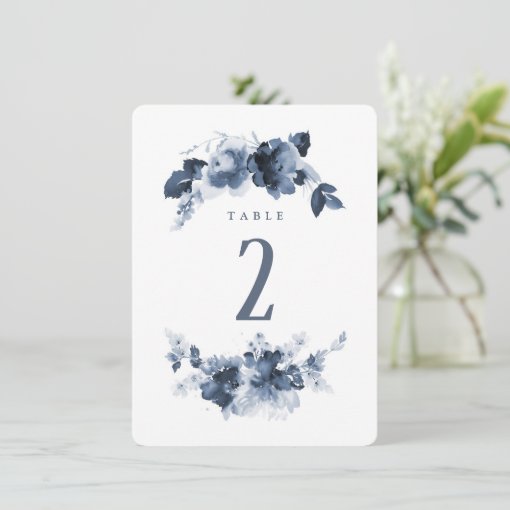 Blue Watercolor Wedding Table Number | Zazzle