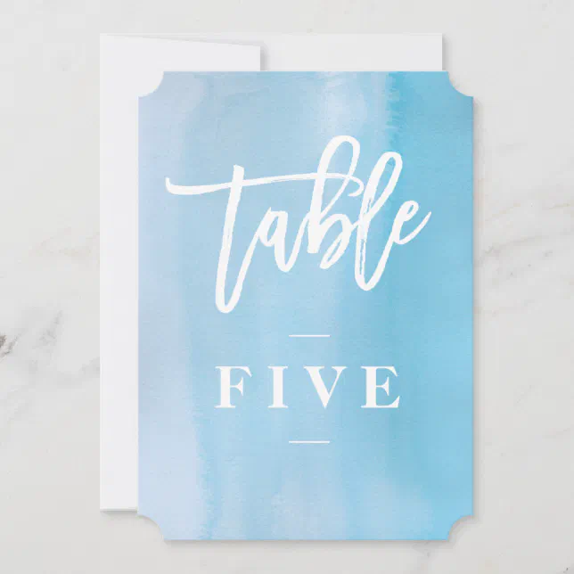 Blue watercolor wedding table number | Zazzle