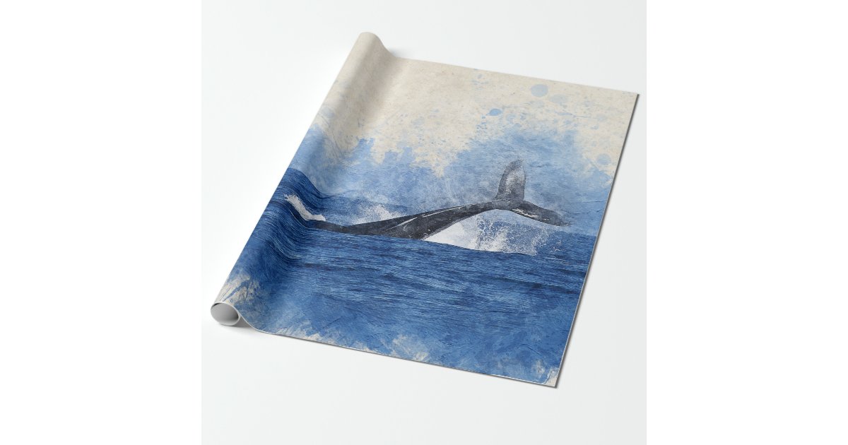 Blue Watercolor Whale Wrapping Paper | Zazzle