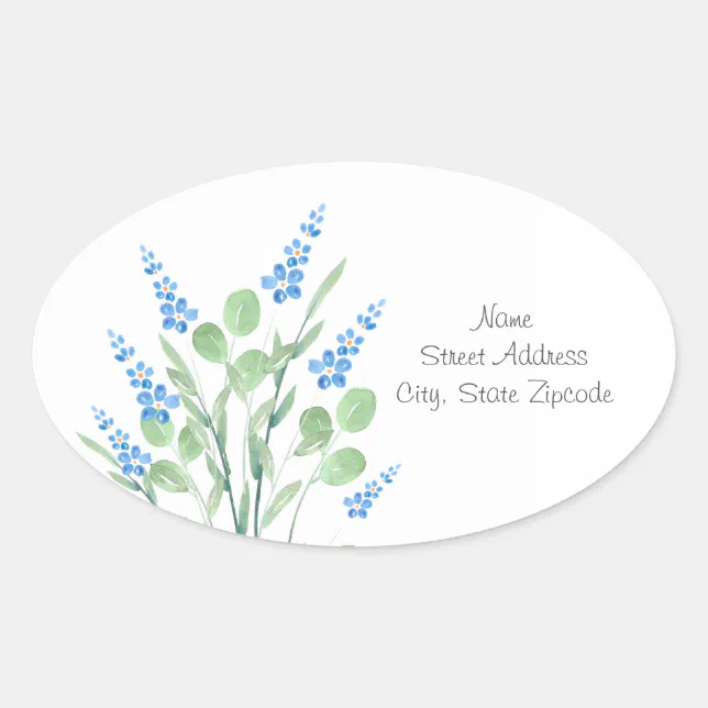 Blue Watercolor Wildflowers Bouquet Labels | Zazzle