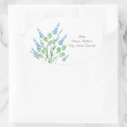 Blue Watercolor Wildflowers Bouquet Labels | Zazzle
