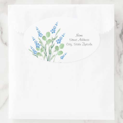 Blue Watercolor Wildflowers Bouquet Labels | Zazzle