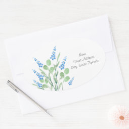 Blue Watercolor Wildflowers Bouquet Labels | Zazzle