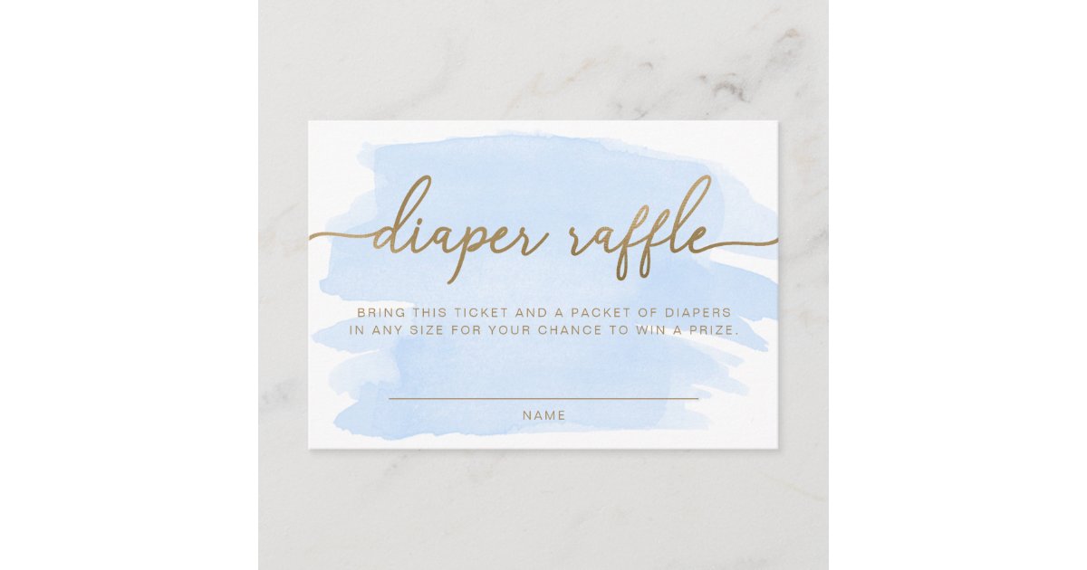 Blue Watercolour Diaper Raffle Ticket Insert Card | Zazzle