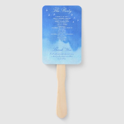 Blue Watercolour Sky & Doves Wedding Program Hand Fan | Zazzle