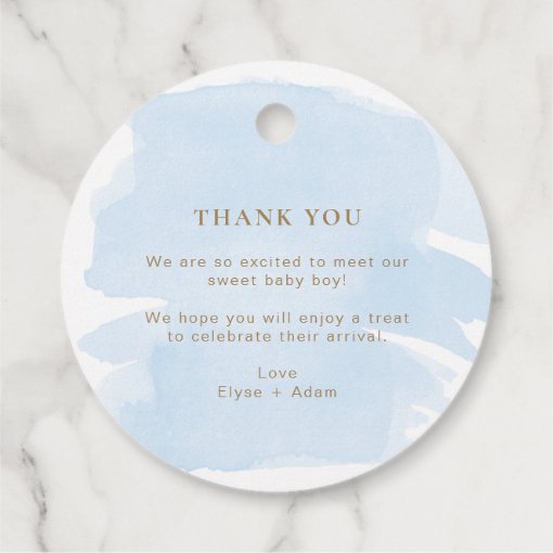 Blue Watercolour Sprinkled With Love Baby Shower Favor Tags | Zazzle