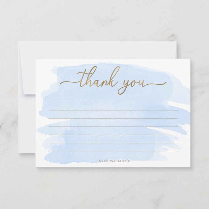 Blue Watercolour Thank You Card | Zazzle
