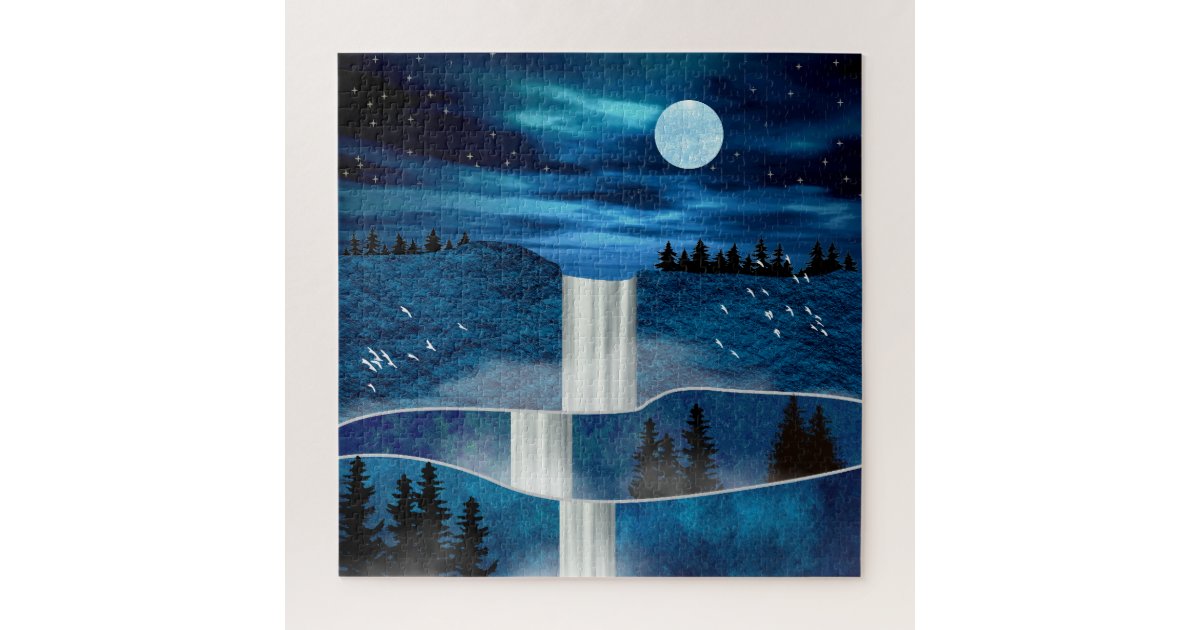 Blue Waterfall Jigsaw Puzzle | Zazzle