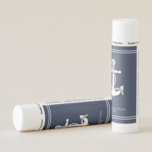Blue Wave Anchor Wedding Wht/Navy ID836 Lip Balm | Zazzle