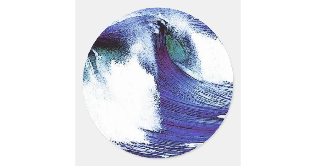 Blue Wave Classic Round Sticker | Zazzle