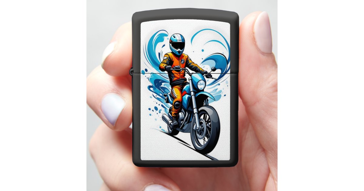 Blue Wave Motorcycle Ride Zippo Lighter | Zazzle
