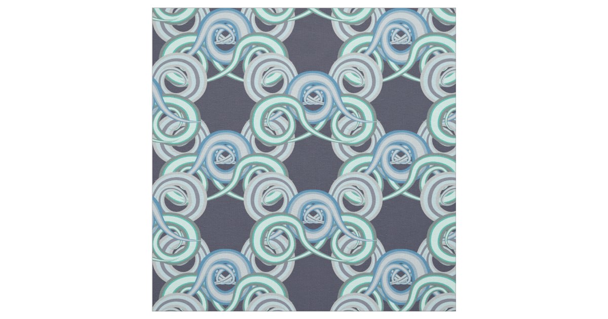 Blue wave retro vintage pattern fabric | Zazzle