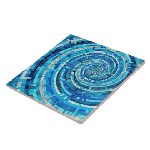 Blue Wave Spiral Mosaic Ceramic Tile | Zazzle