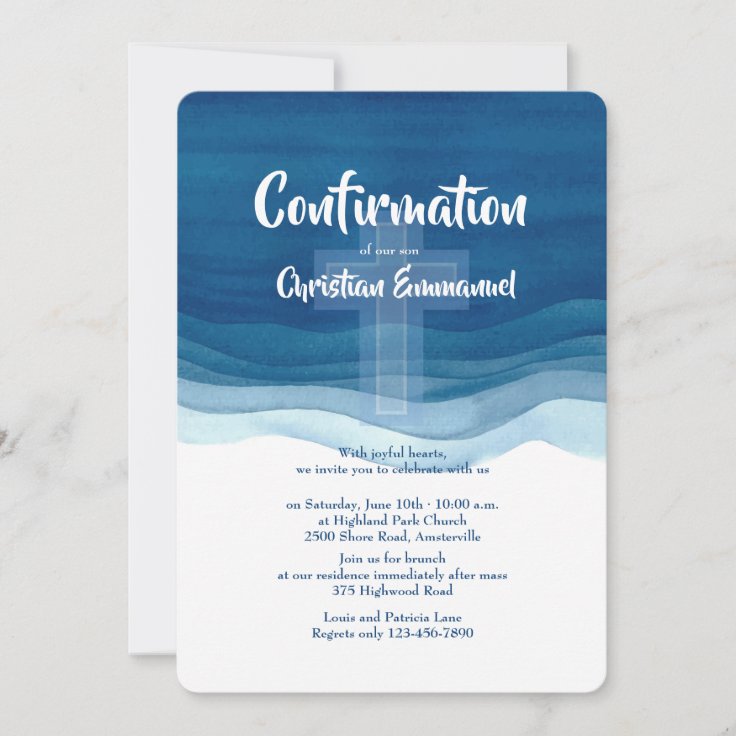 Blue Waves Confirmation Invitation | Zazzle