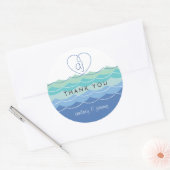 Blue Waves Loopy Heart Thank You Wedding Sticker | Zazzle
