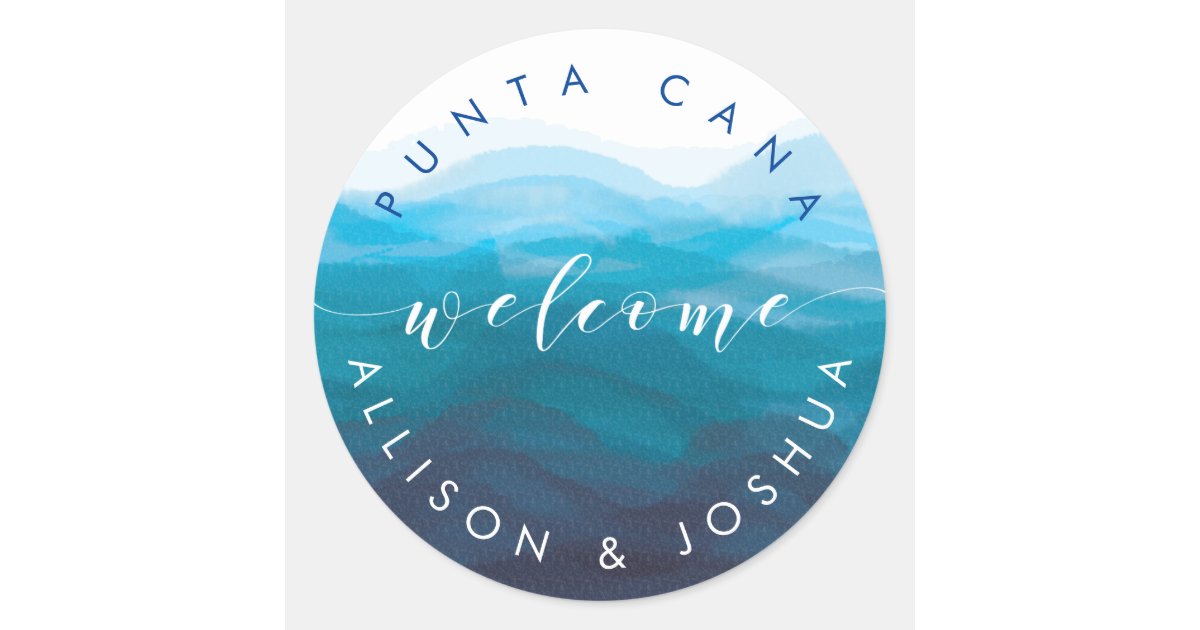 Blue Waves Welcome Sticker Tag, Hotel Welcome Bag | Zazzle