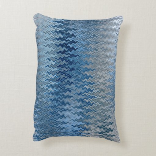 Blue Wavy Pattern Accent Pillow | Zazzle