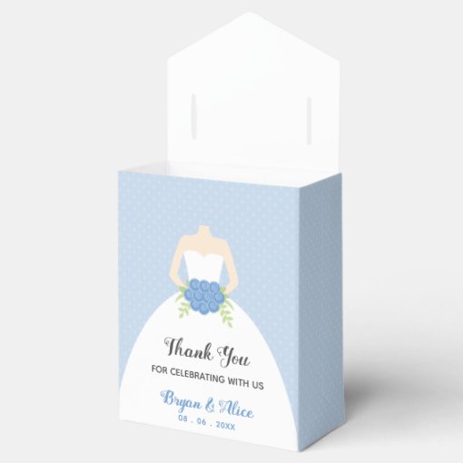 Blue Wedding Favor Boxes (Bridal Gown) | Zazzle