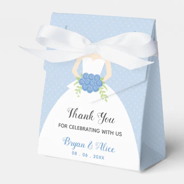Blue Wedding Favor Boxes (Bridal Gown) | Zazzle