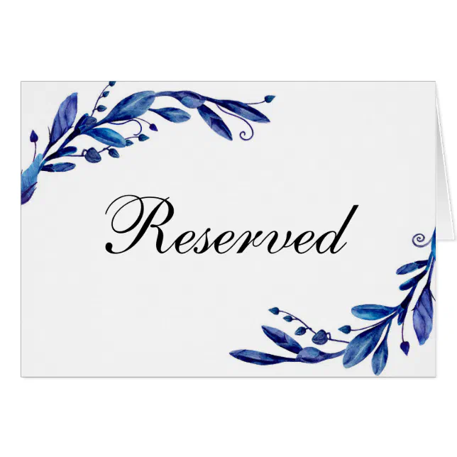 Blue wedding reserved sign. Navy floral table card | Zazzle
