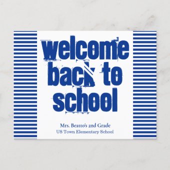 Blue Welcome Back to School Postcard | Zazzle