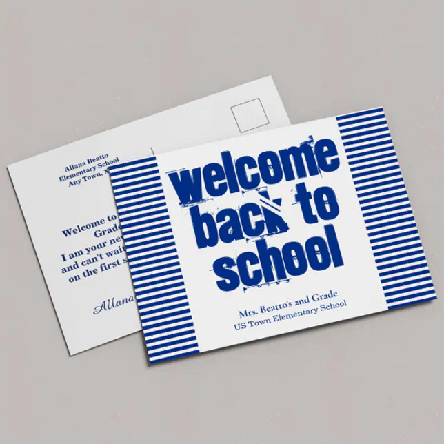 Blue Welcome Back to School Postcard | Zazzle