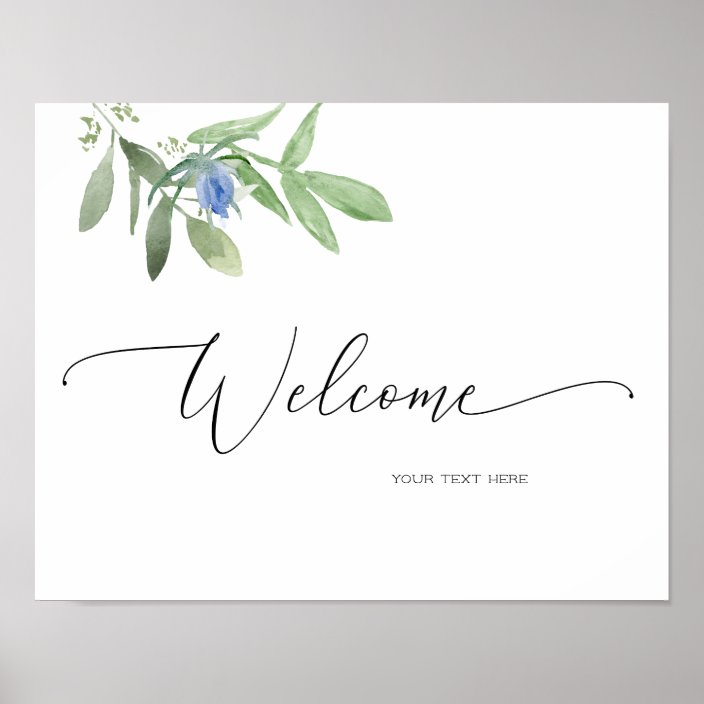 Blue Welcome Sign for Wedding or Showers Poster | Zazzle.com