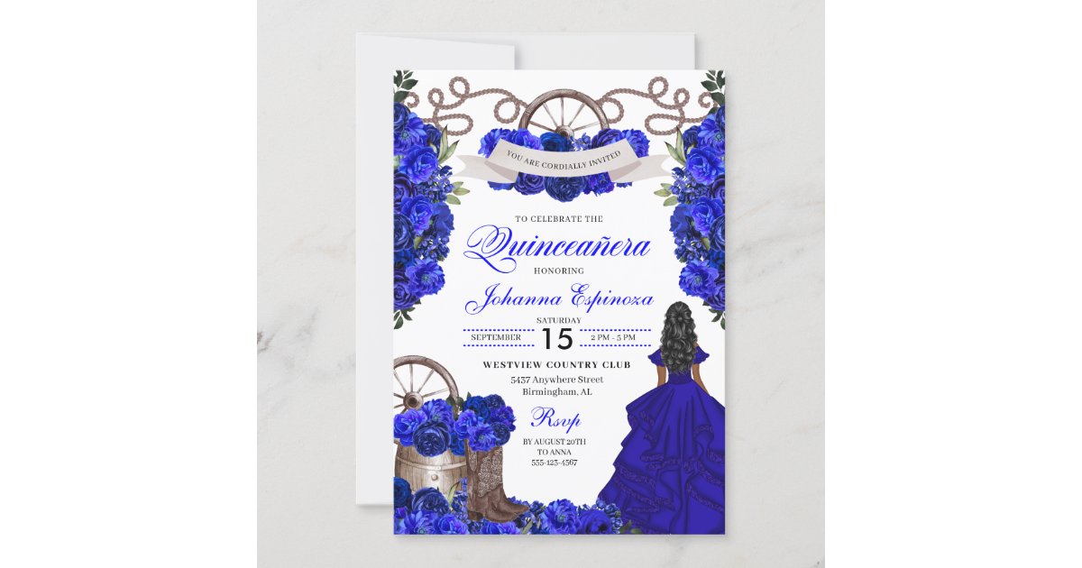 Blue Western Charra Ranchero Quinceanera Invitation | Zazzle