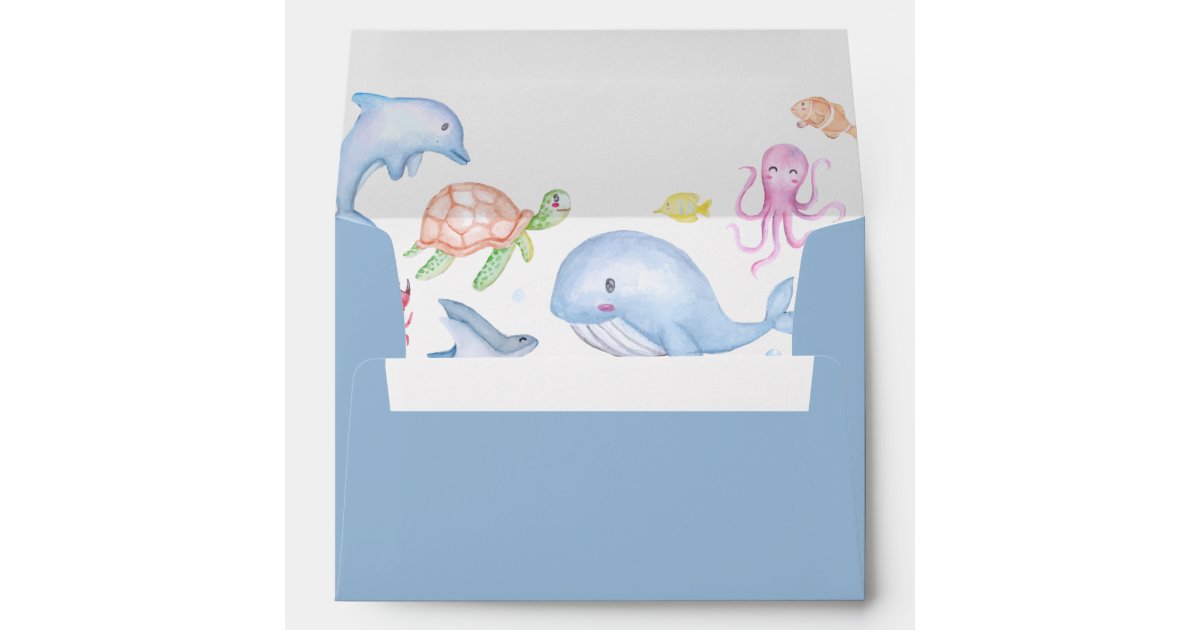 Blue Whale Nautical Birthday Party Envelope | Zazzle