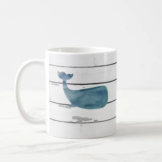 Blue Whale Nautical Shiplap Rustic Coffee Mug | Zazzle