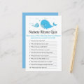 Blue Whale Nursery Rhyme Quiz baby shower game | Zazzle