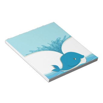 Blue whale splashing water notepad | Zazzle