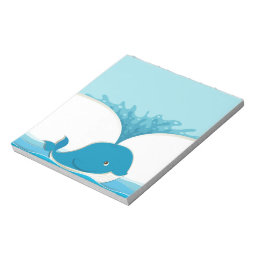 Blue whale splashing water notepad | Zazzle