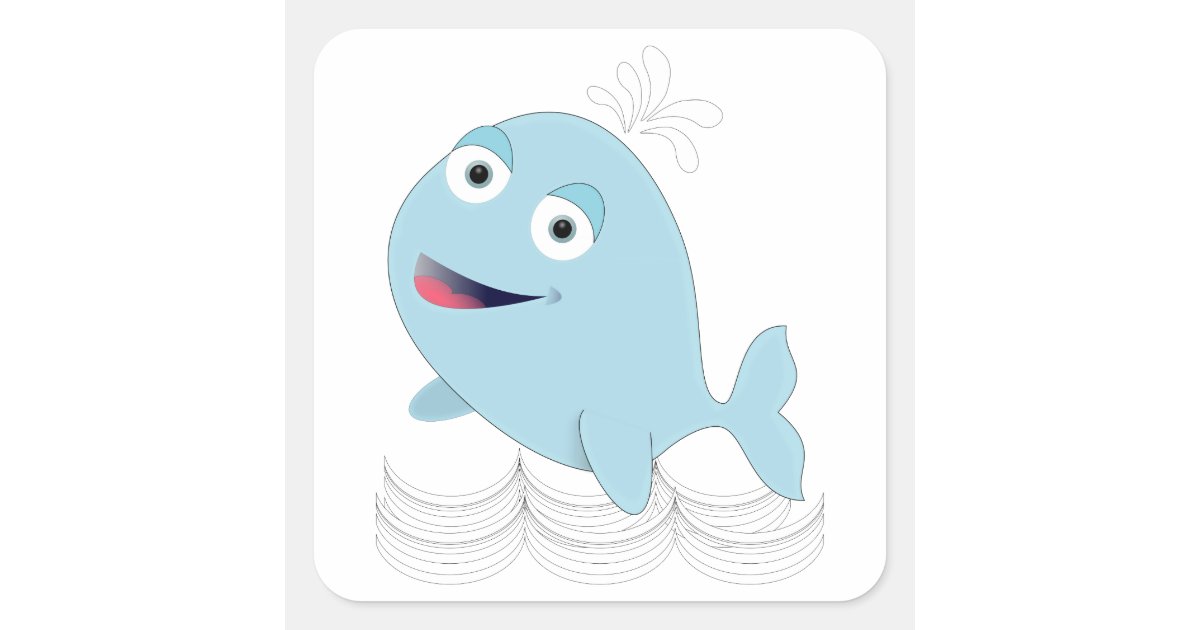 Blue Whale Square Sticker | Zazzle