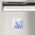 Blue & White Abstract Floral Wedding Magnet | Zazzle