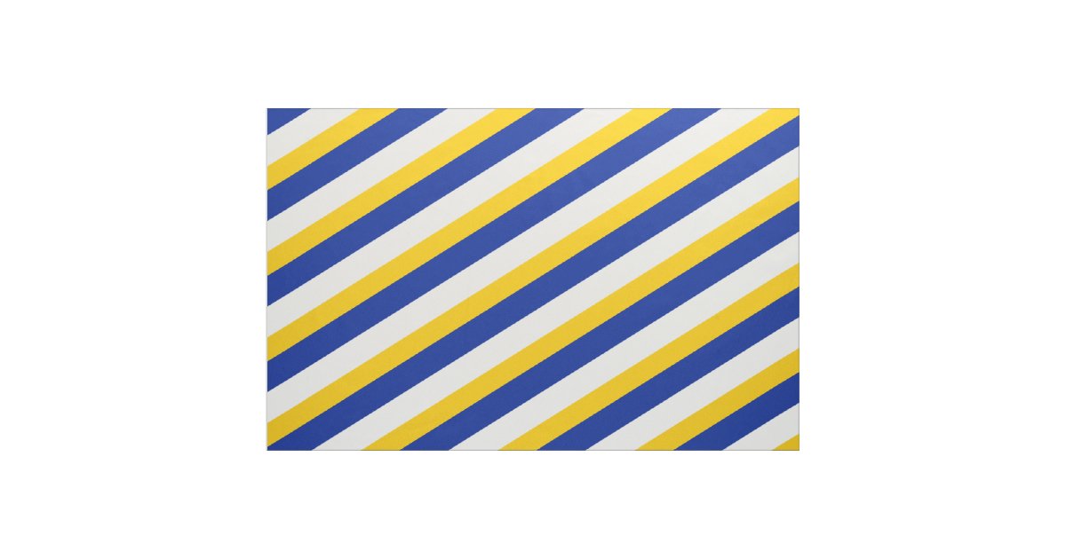 Blue, white and yellow striped pattern fabric | Zazzle