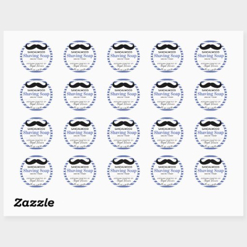 Blue & White Artisan Crafted Shaving Soap Label | Zazzle