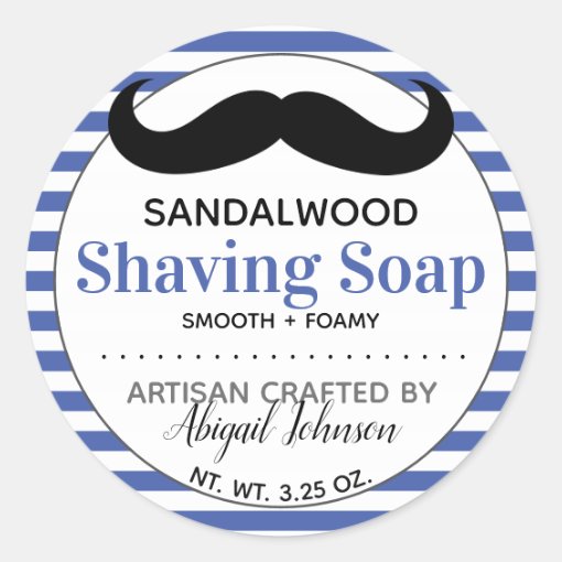 Blue & White Artisan Crafted Shaving Soap Label | Zazzle