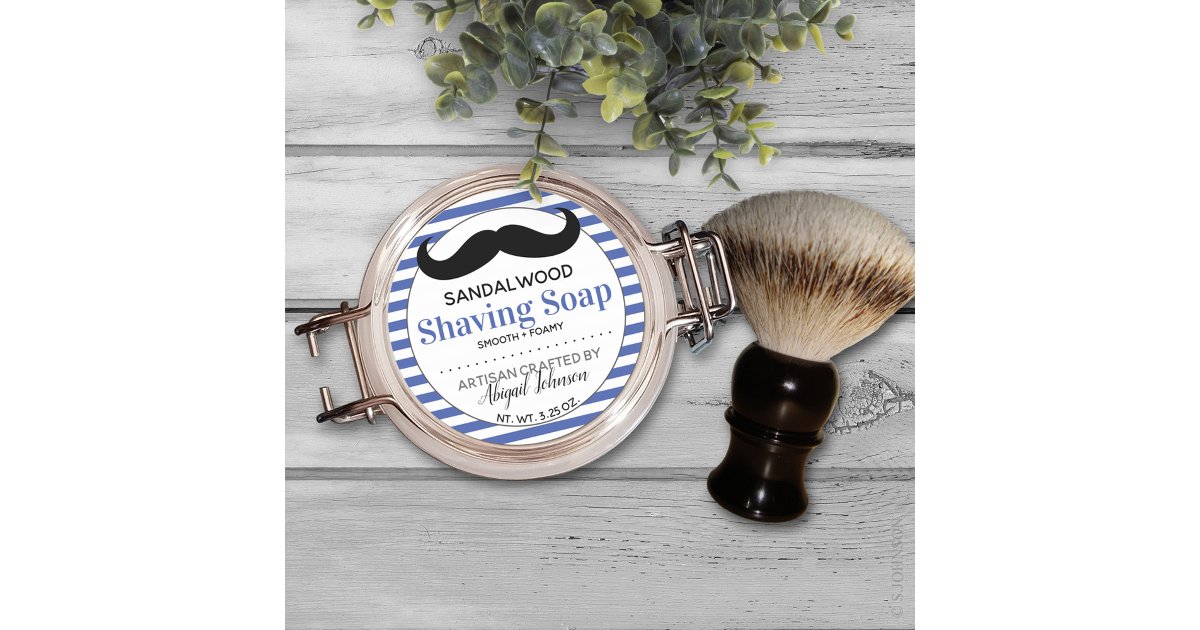 Blue & White Artisan Crafted Shaving Soap Label | Zazzle