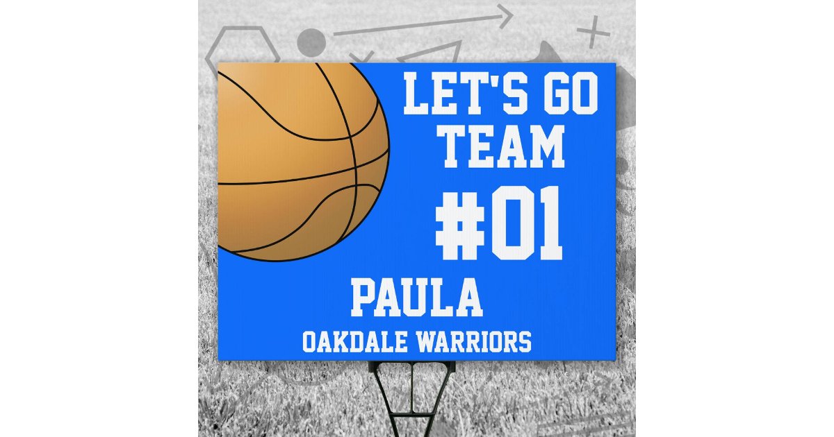 Blue White Basketball Team Sign | Zazzle