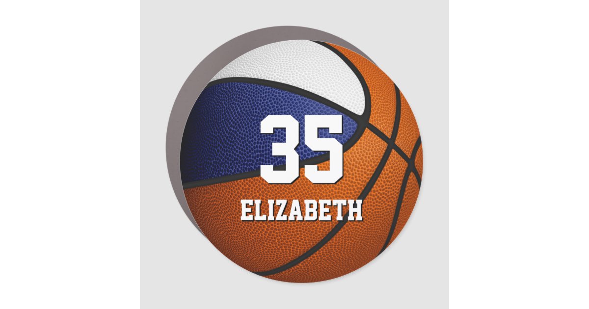 Blue white basketball team spirit kids custom car magnet | Zazzle