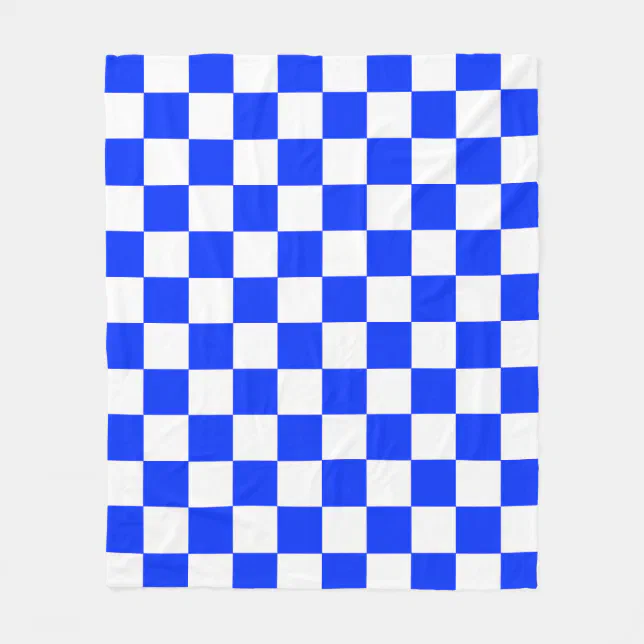Blue White Checkered Check Pattern Fleece Blanket | Zazzle