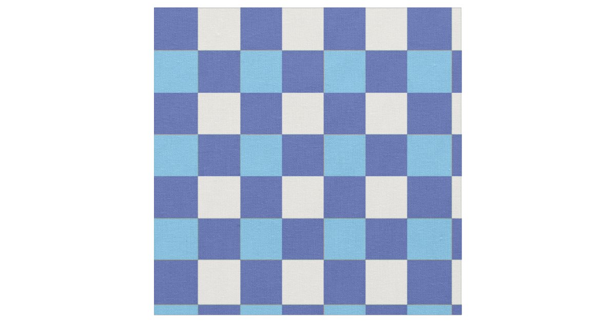 Blue white checkered pattern fabric | Zazzle