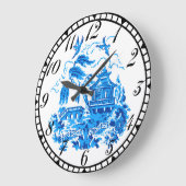 Blue & White China Blue Willow Design Large Clock | Zazzle